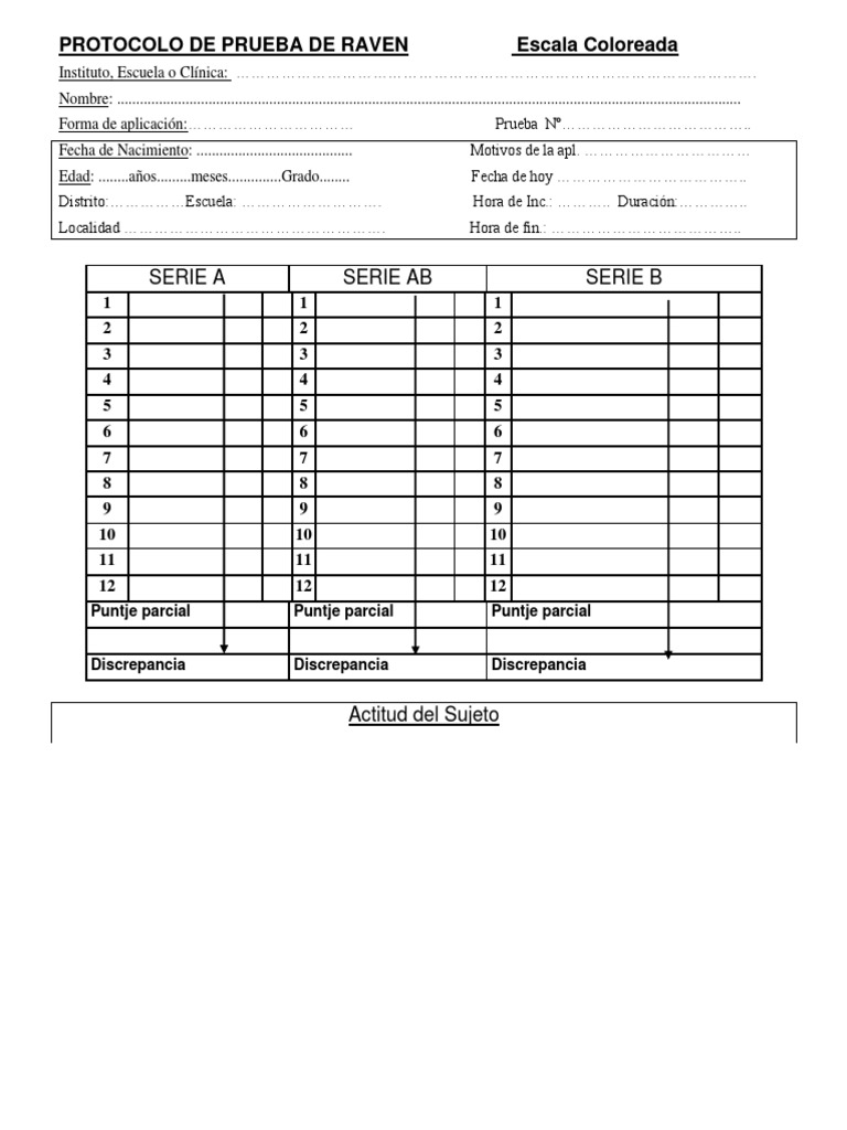 Protocolo de Prueba de Raven | PDF