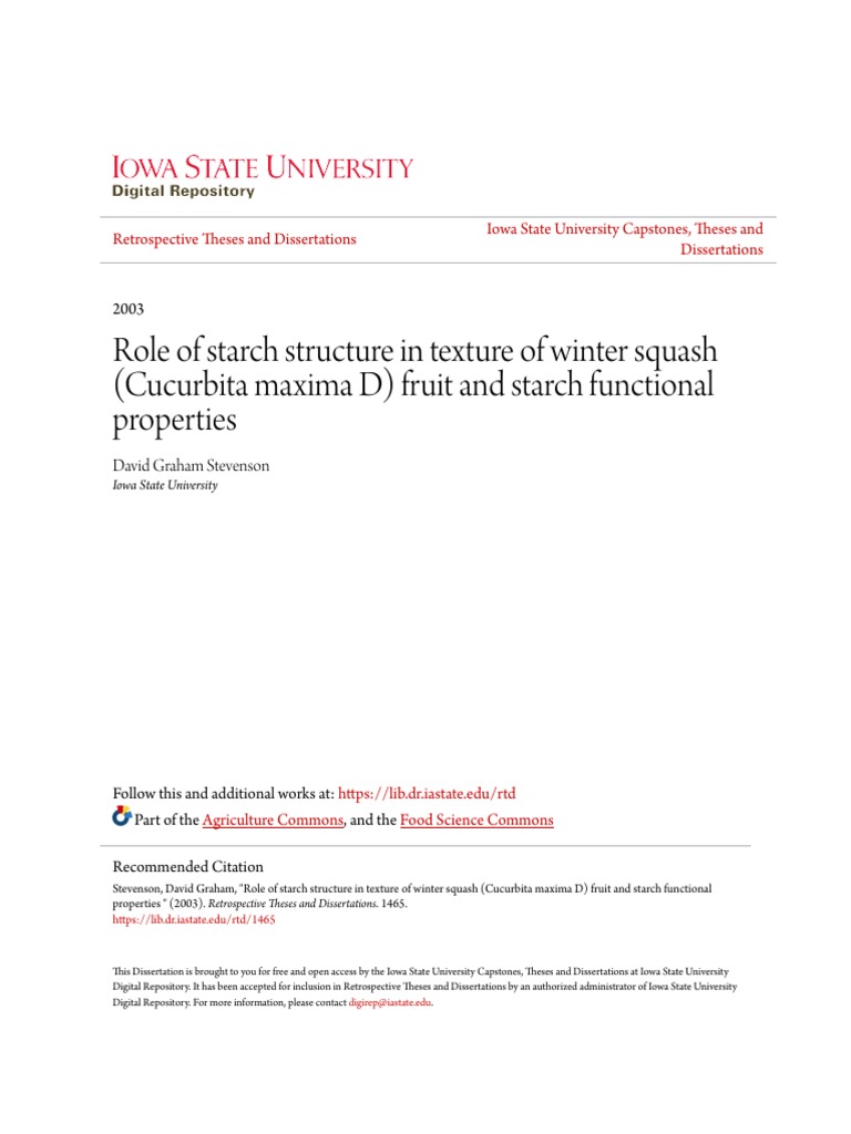 Role of Starch Structure in Texture of Winter Squash (Cucurbita M | PDF ...