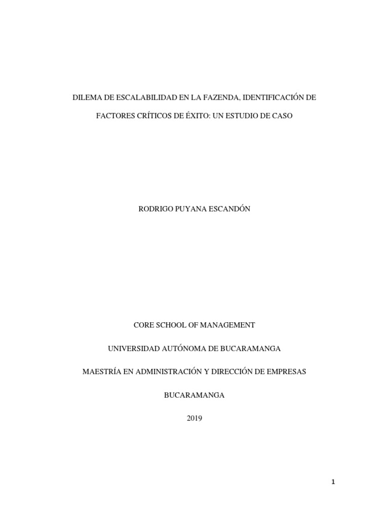 2019 Tesis Rodrigo Puyana Escandon | PDF | Máster en Administración de ...