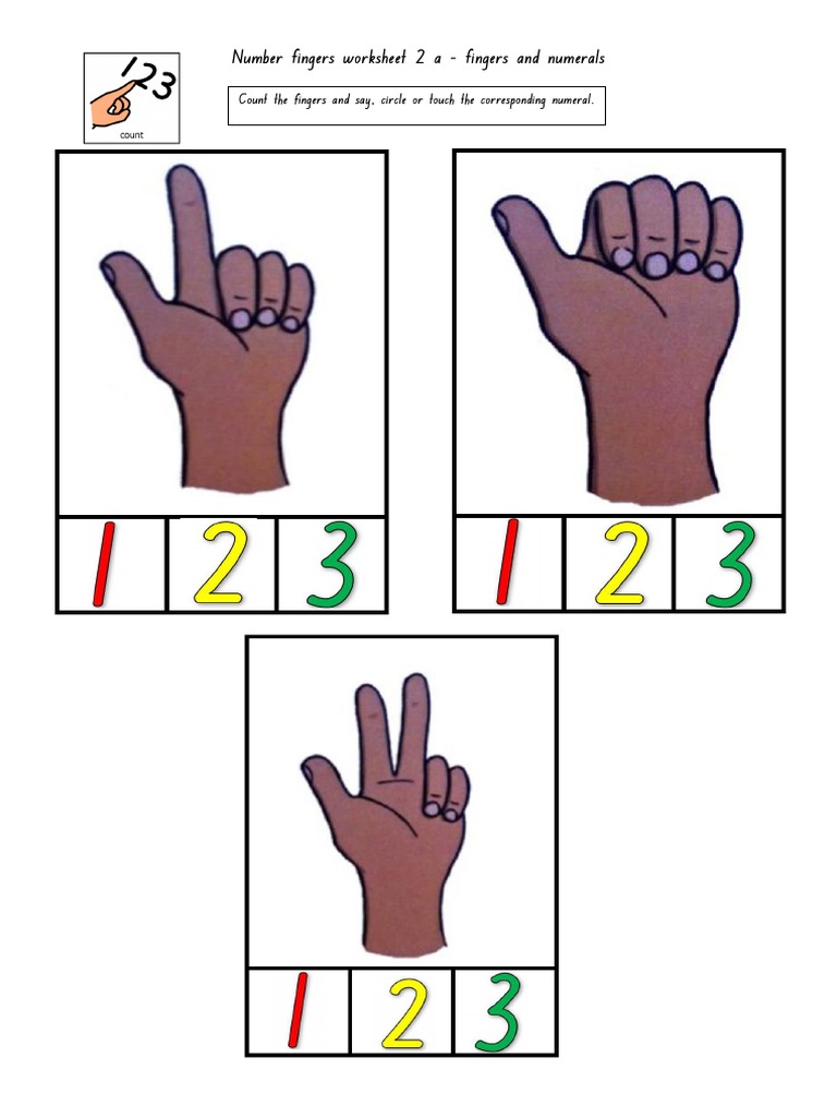 Number Fingers Counting Worksheet | PDF