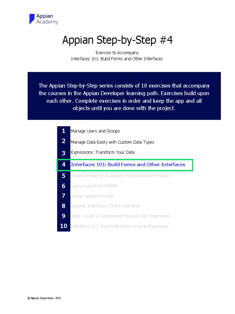 Appian StepbyStep 4 (Interfaces 101) | PDF | Educational Technology ...
