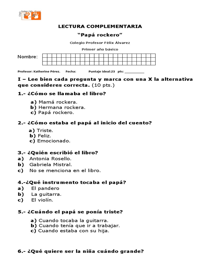 Prueba Lectura Complementaria No Me Quiero Ir A La Cama. | PDF