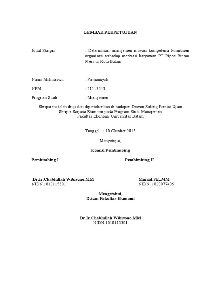 Lembar Persetujuan | PDF