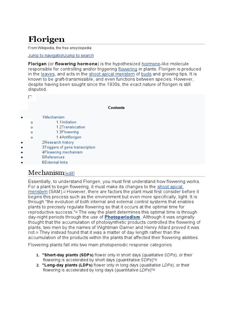 Florigen: Mechanism | PDF | Biochemistry | Chemistry