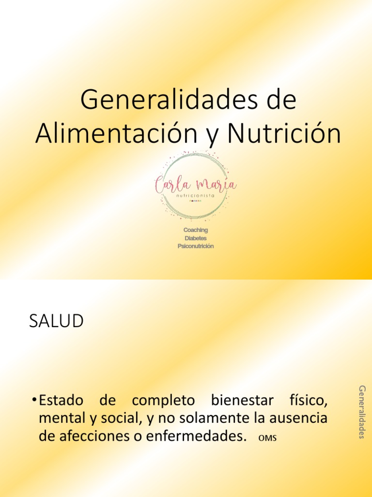 Generalidades de Alimentación y Nutrición | PDF | Nutrición | Dieta y ...