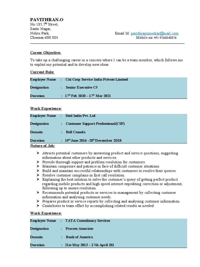 Pavithran Resume | PDF | Cognition