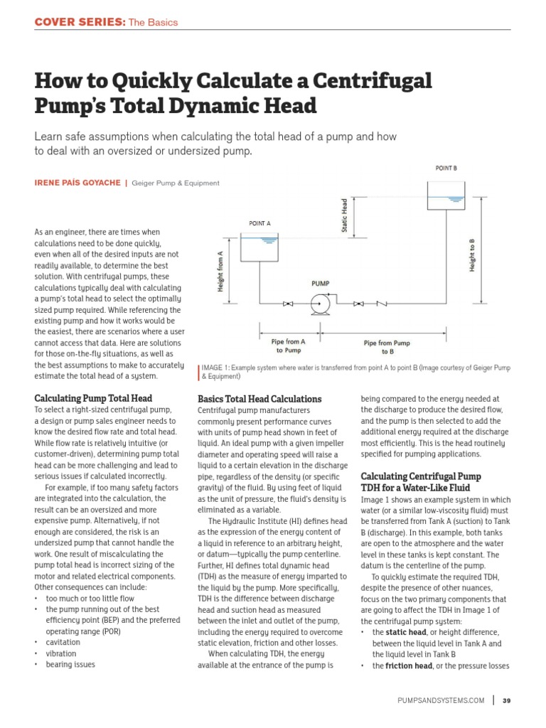 How To Quickly Calculate A Centrifugal Pump's Total Dynamic Head | PDF ...