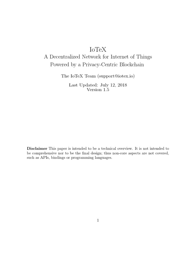 IoTeX Whitepaper 1.5 EN | PDF | Internet Of Things | Bitcoin