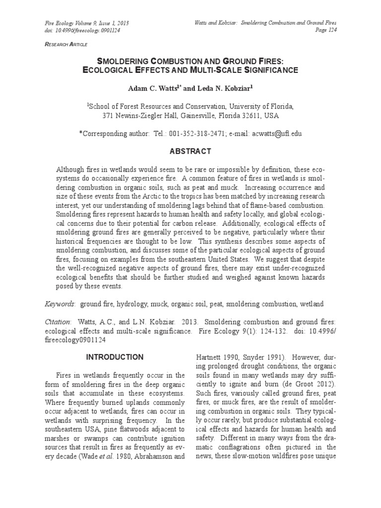 Smoldering Combustion and Ground Fires Ecological Effects and Multi ...