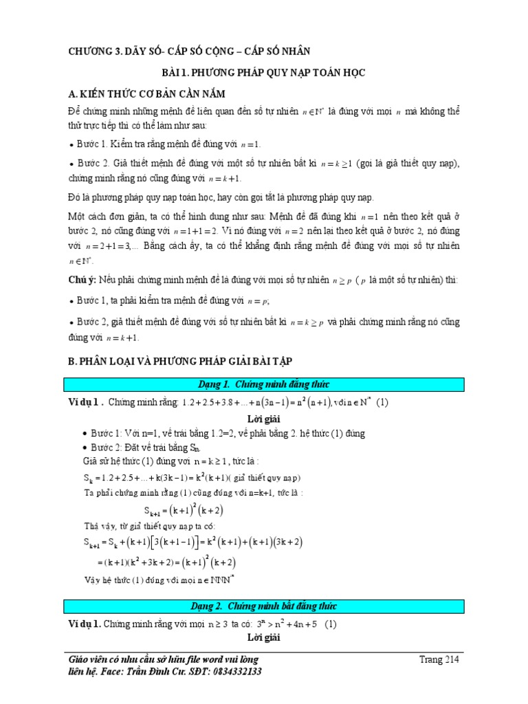 Phan Loai Va Phuong Phap Giai Bai Tap Day So Cap So Cong Va Cap So Nhan | PDF