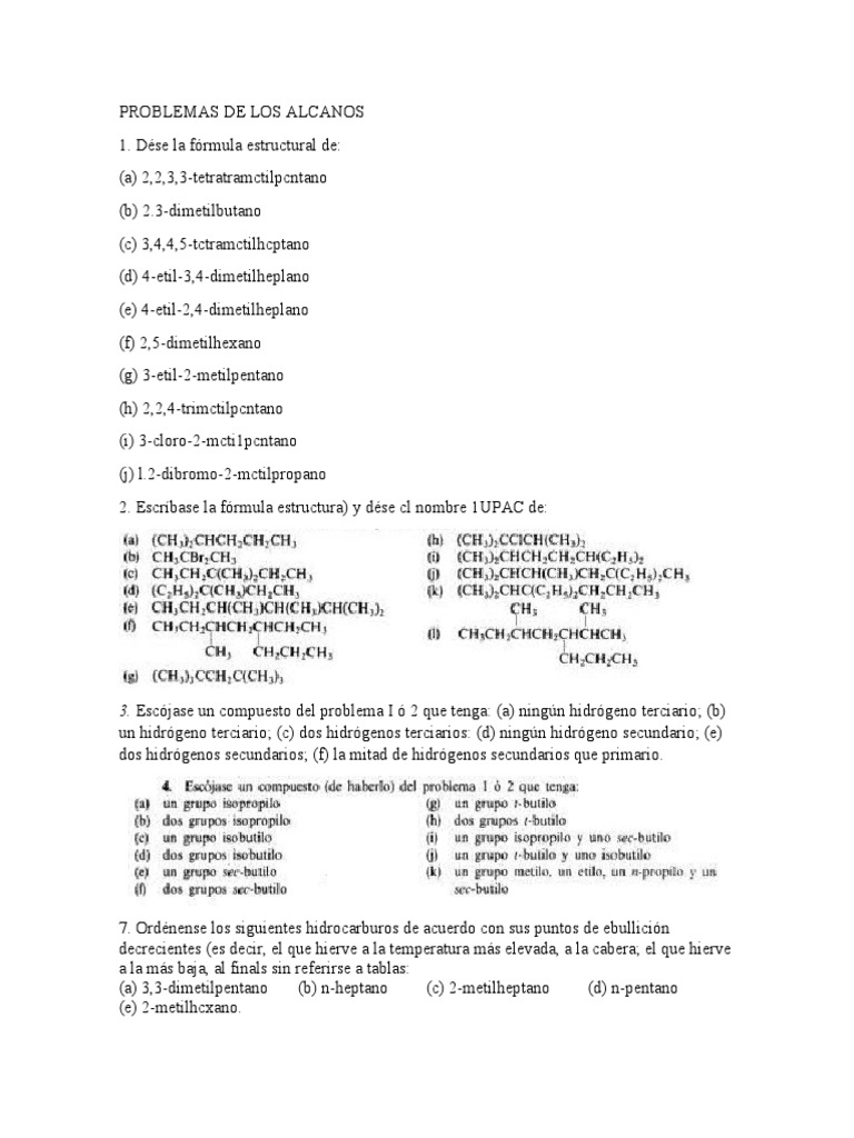 Problemas de Los Alcanos | PDF