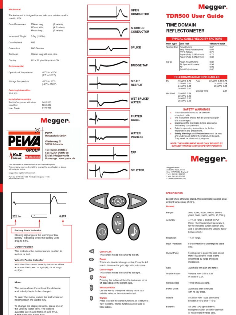 TDR500 User Guide: Time Domain Reflectometer | PDF | Coaxial Cable ...