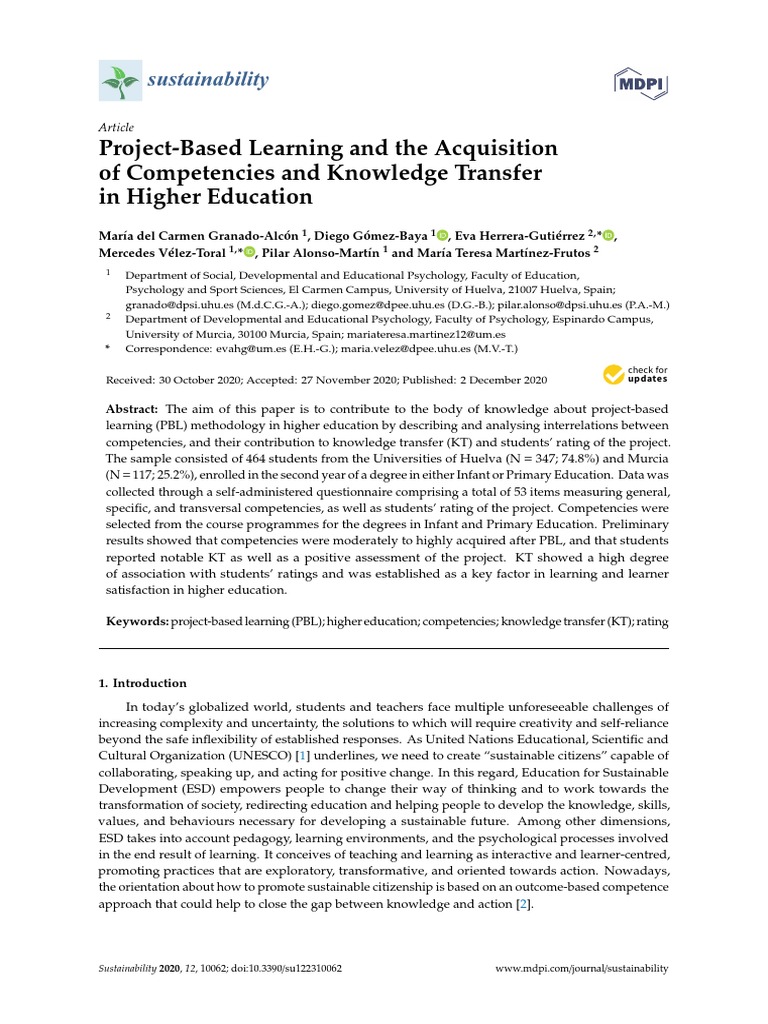 Project-Based Learning and The Acquisition of Competencies and ...