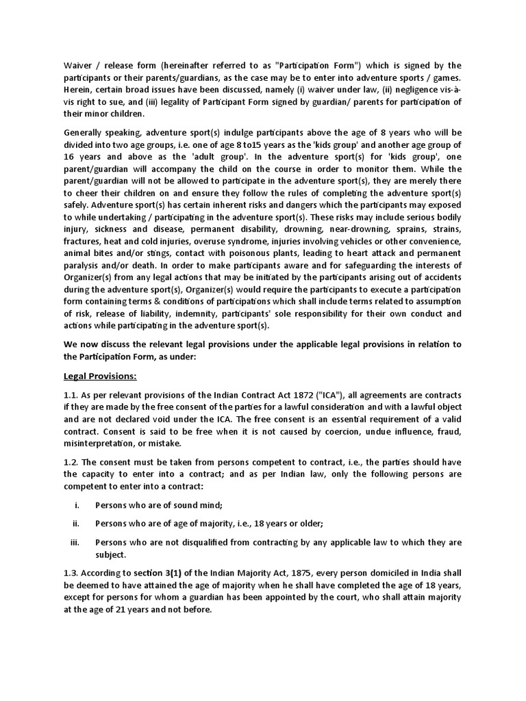 Waiver Skydiving | PDF | Legal Guardian | Indemnity