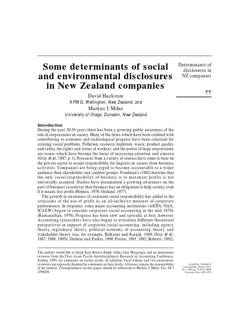 Hackston Dan Milne (1996) - Some - Determinants | PDF | Correlation And ...