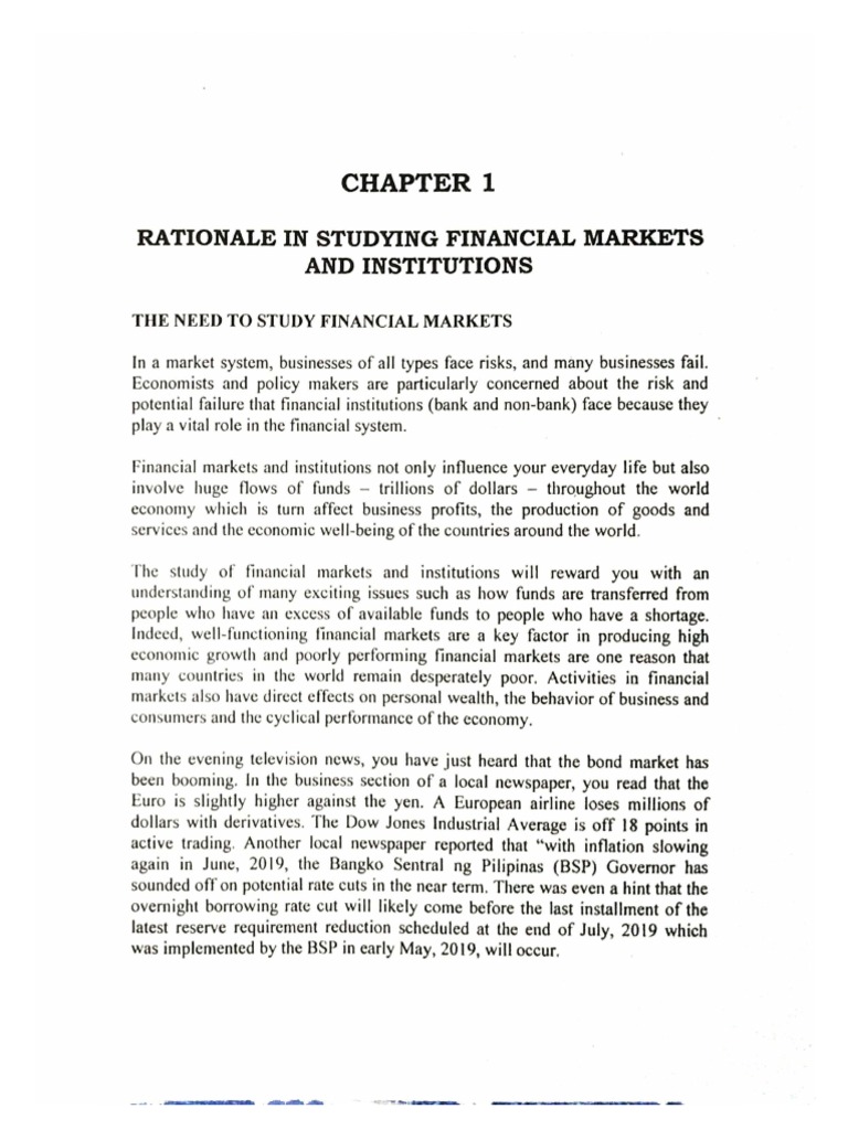 Lesson 1. Rationale in Studying Financial Markets and Institutions | PDF