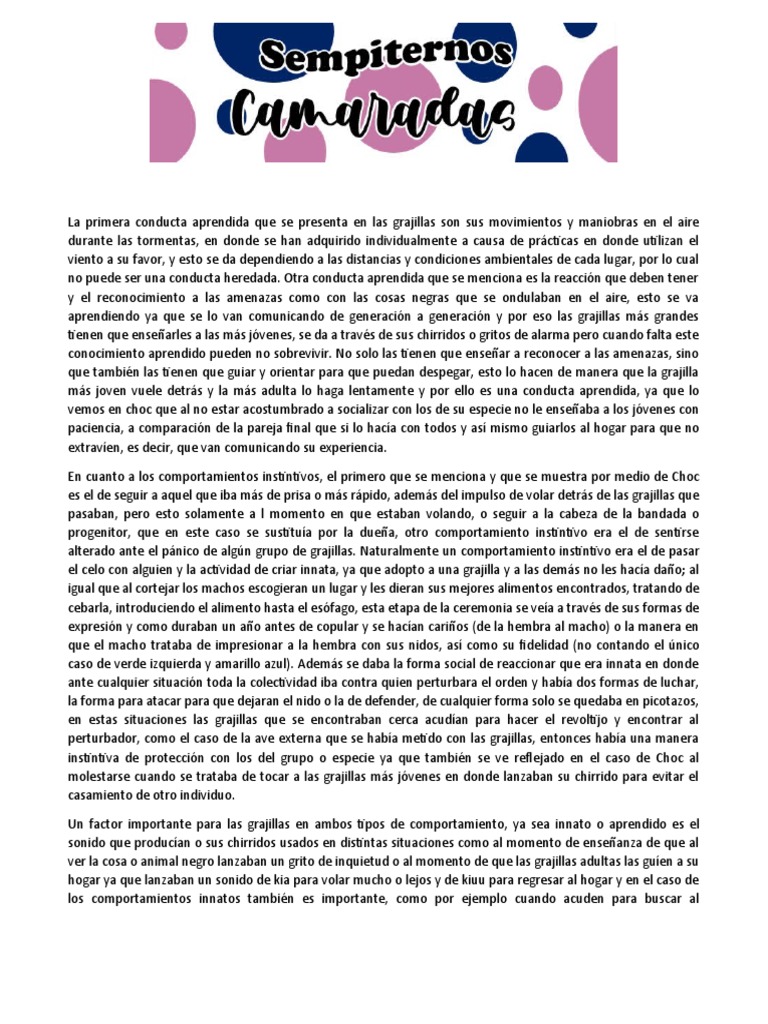 Comportamientos Innatos y Aprendidos | PDF | Ornitología | Aves