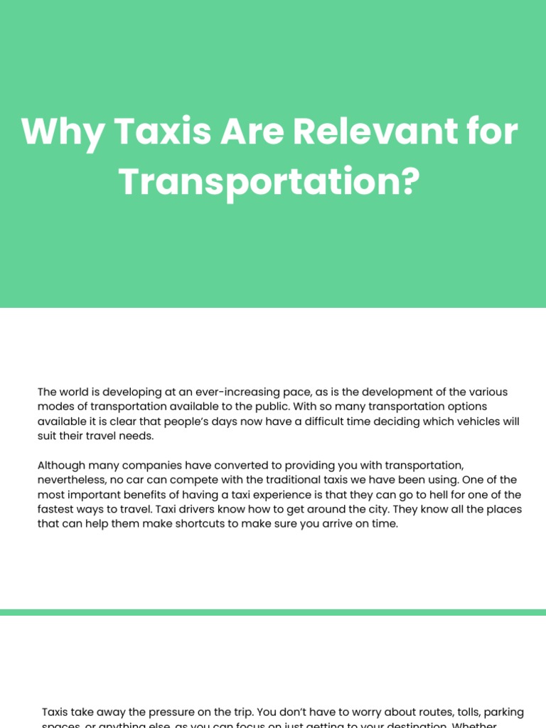 Why Taxis Are Relevant For Transportation | PDF | Taxicab | Transport