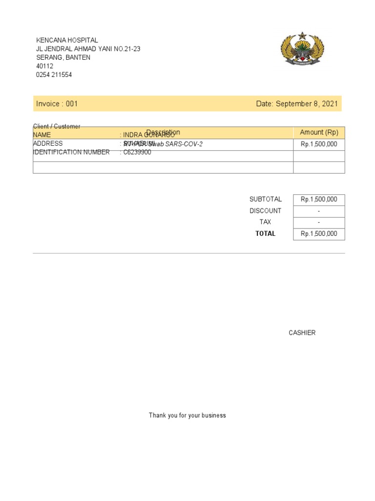 Kencana Hospital Invoice Summary | PDF
