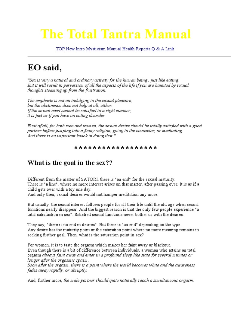 The Total Tantra Manual: EO Said | PDF | Orgasm | Ejaculation