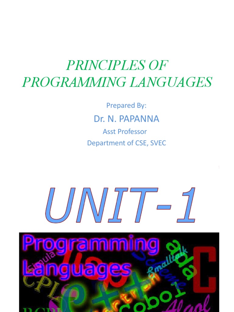 Principles of Programming Languages: Dr. N. Papanna | PDF | Pointer ...