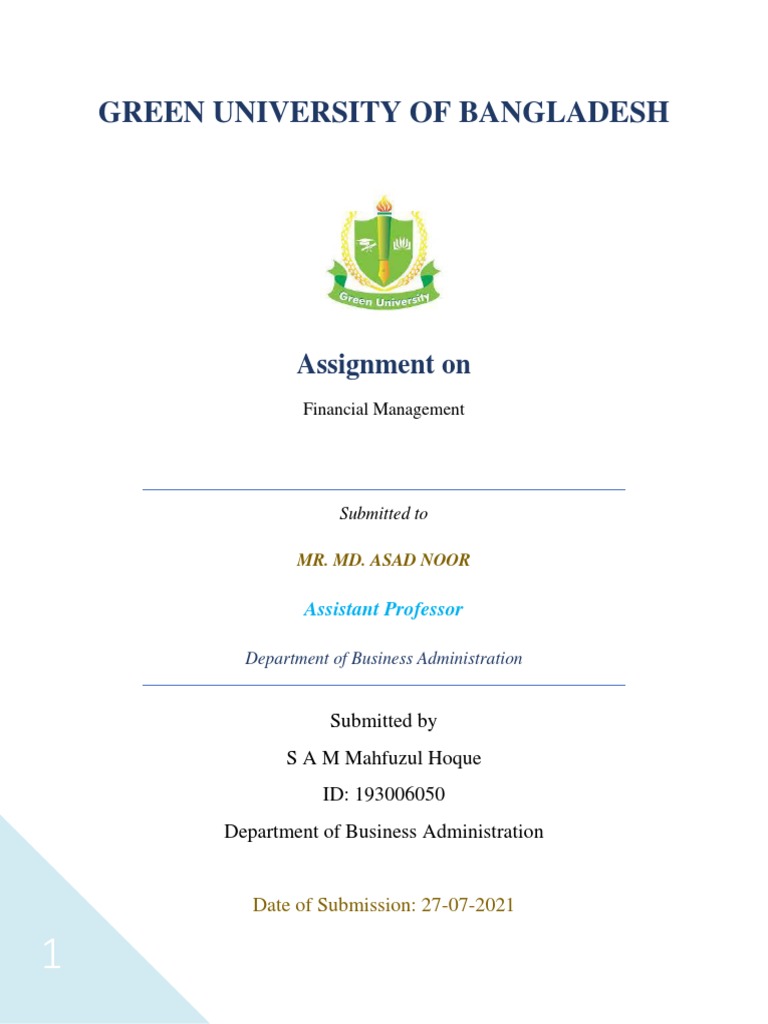 Green University of Bangladesh: Assignment On | PDF | Capital Structure ...