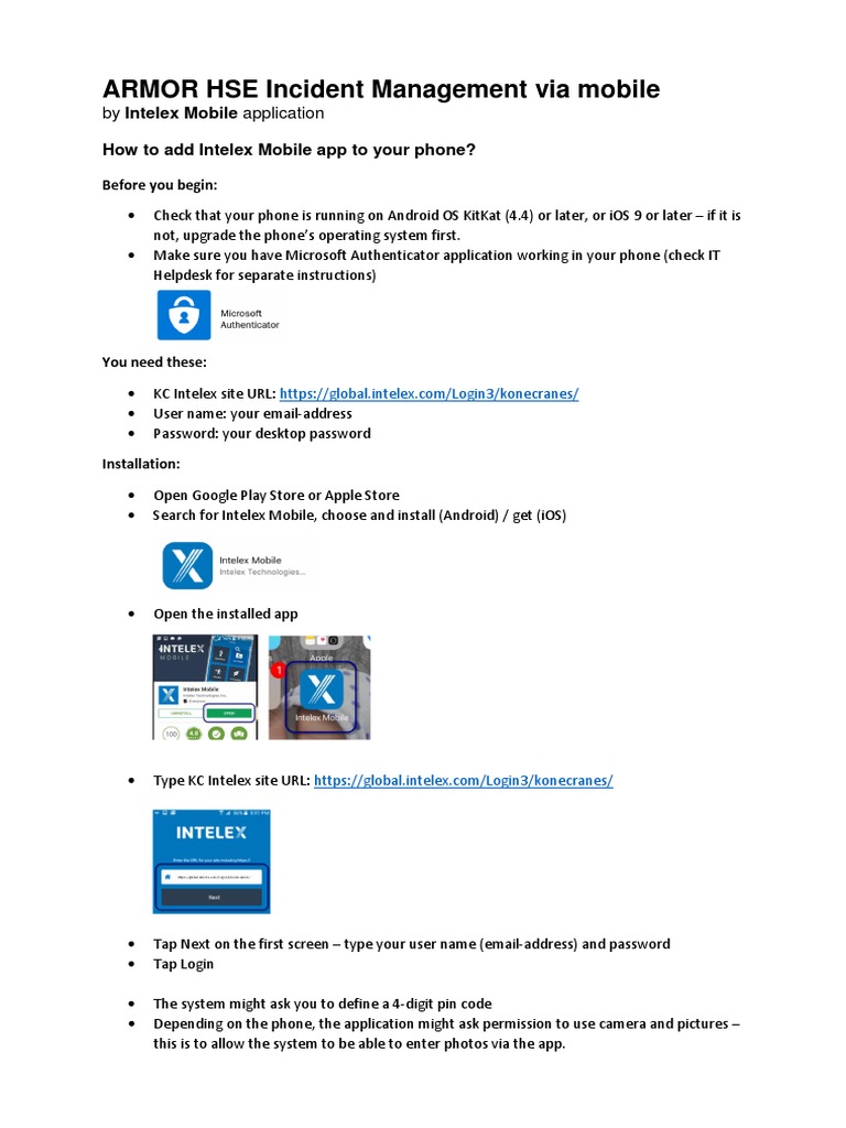 Install Intelex Mobile App Guide | PDF | Computers