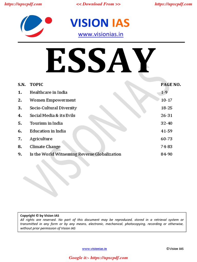 Vision Ias Essay 2021 | PDF | Health Care | Healthcare Industry