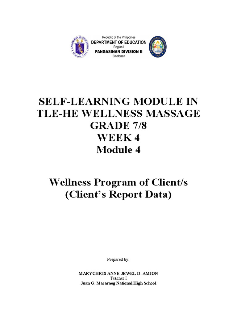 Self-Learning Module in Tle-He Wellness Massage GRADE 7/8 Week 4 ...