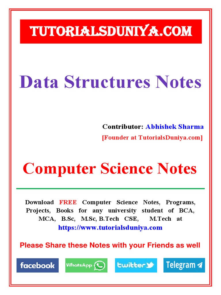 Data Structures Notes Tutorialsduniya 1 Pdf Computer Programming Deep Learning