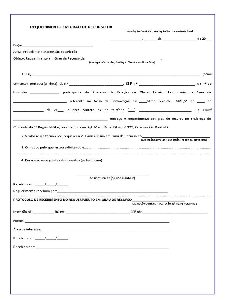 Modelo Geral - Requerimento em Grau de Recurso Da Ac at NF | PDF