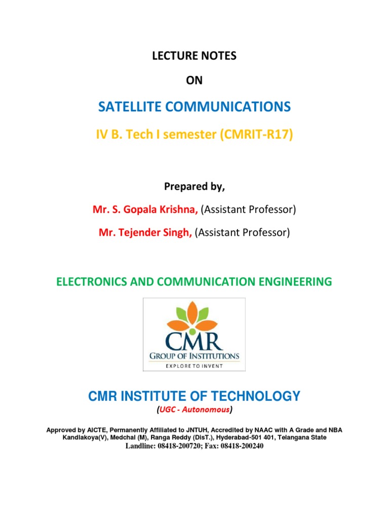 Satellite Communication Notes Unit (1 To 3) | Download Free PDF ...