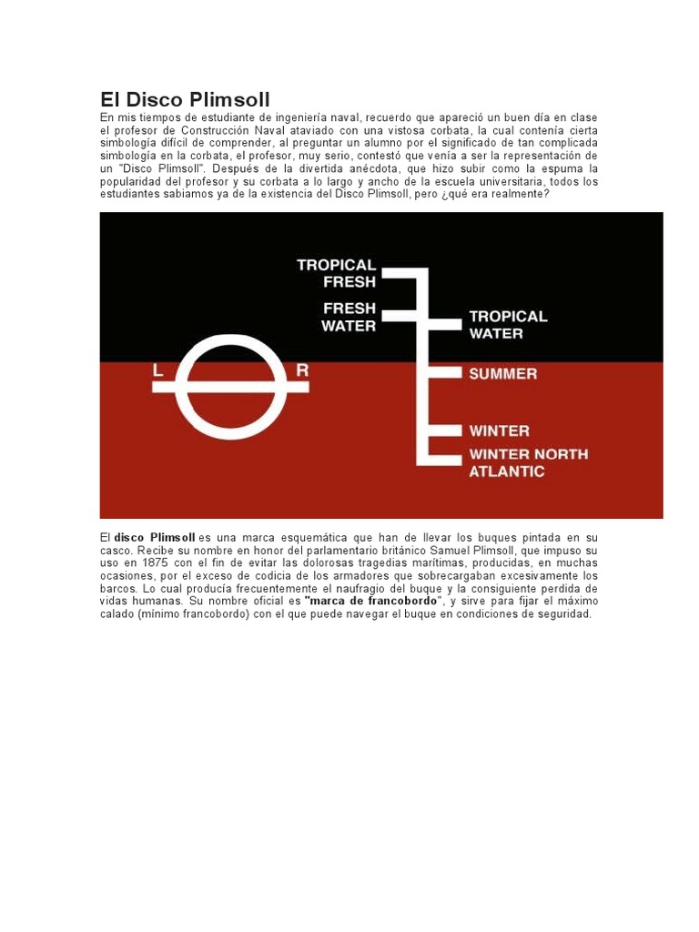 Disco Plimsoll: Seguridad Marítima | PDF | Buques | Transporte de agua