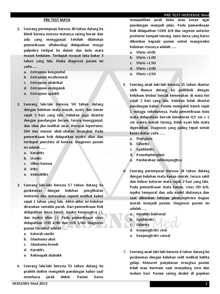 Pre Test Mata | PDF