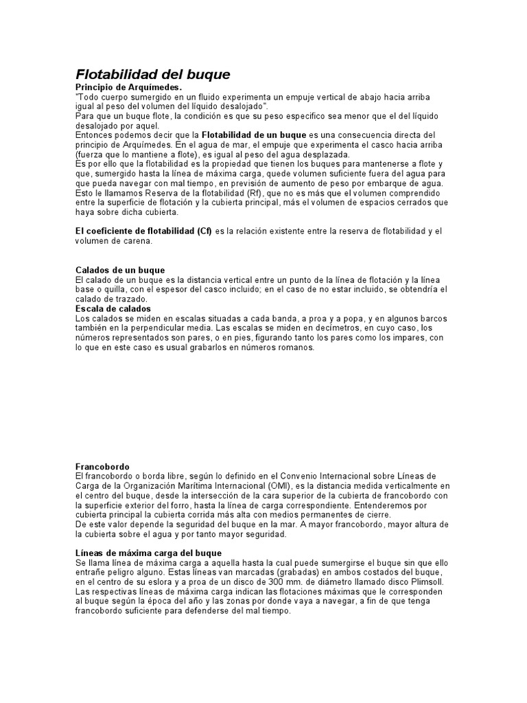 Principios de Flotabilidad Naval | PDF | Buques | Embarcación