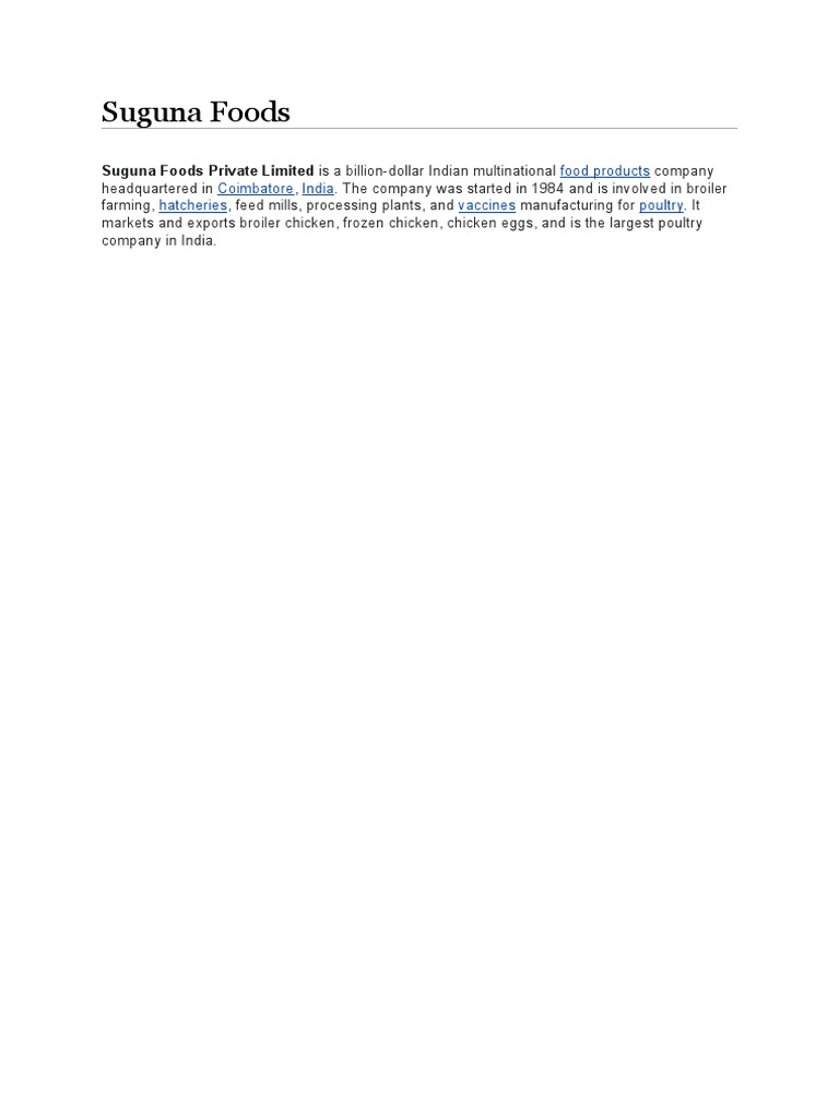 Suguna Foods: Food Products Coimbatore India Hatcheries Vaccines ...