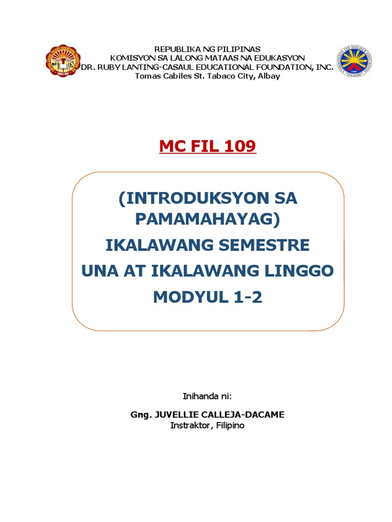 Modyul 1 & 2 - MC Fil 109-Intro Sa Pamamahayag | PDF