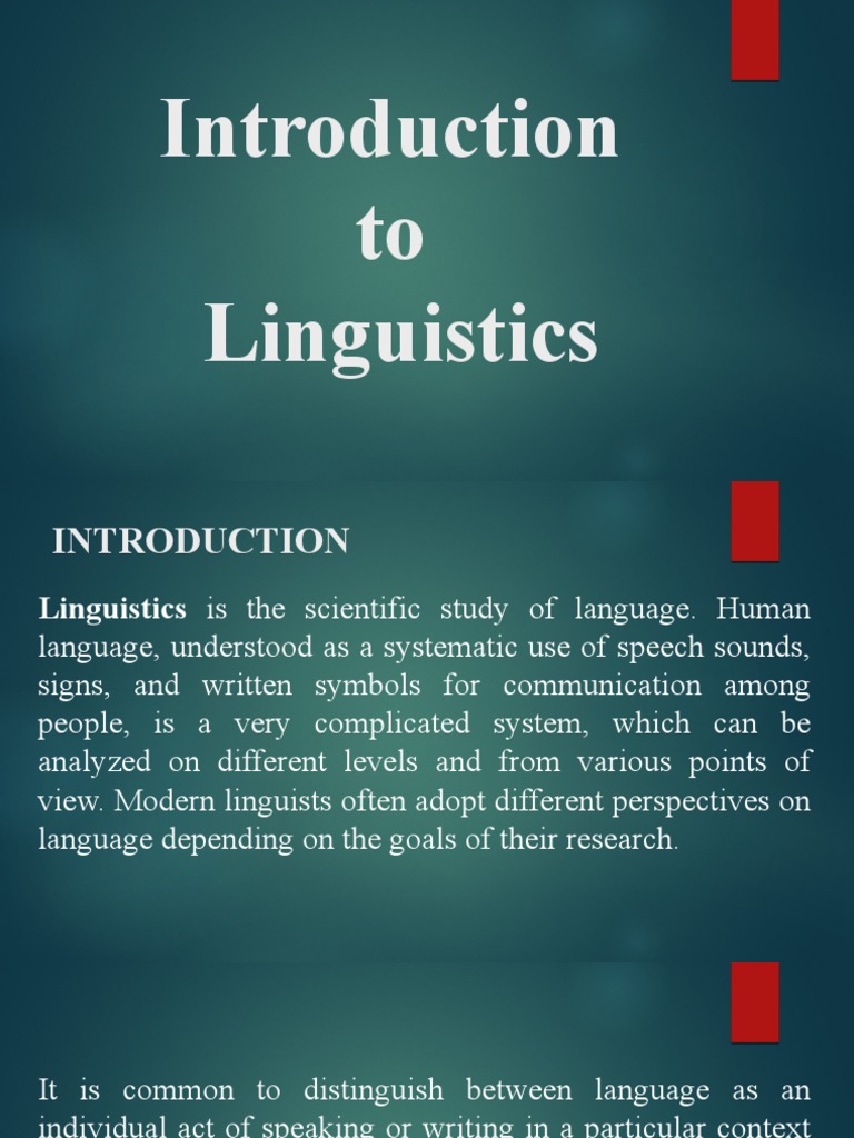 Introduction to Linguistics Overview | PDF | Phonetics | Linguistics