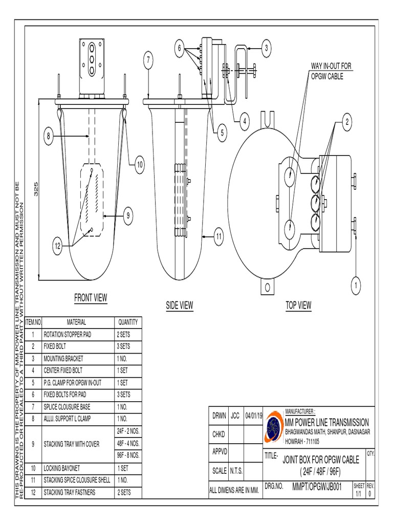 OPGW Cable Joint Box Specifications | PDF | Equipment | Manufactured Goods