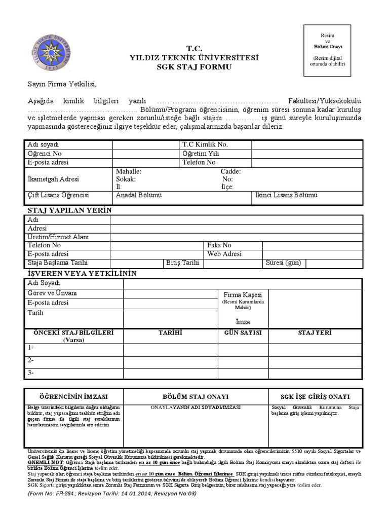FORM1 - SGK Staj Formu | PDF