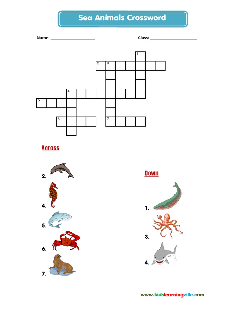 Sea Animals Crossword | PDF