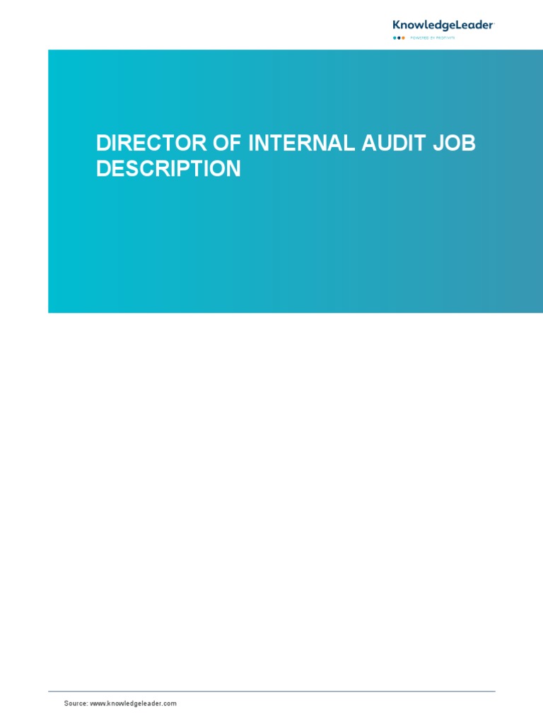 Director of Internal Audit Job Description | PDF | Internal Control | Audit
