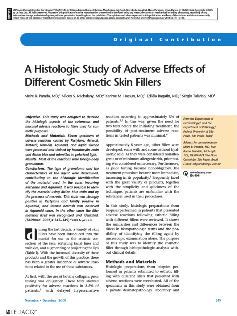 2005 A Histologic Study of Adverse Effects of Different Cosmetic Skin ...