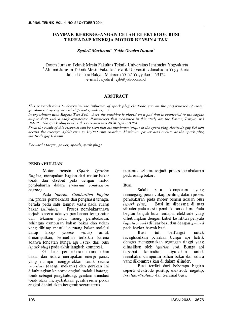 Dampak Celah Busi pada Kinerja Motor | PDF