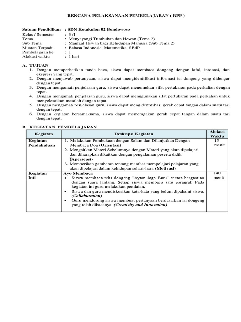 RPP Ujian Praktek PLP | PDF