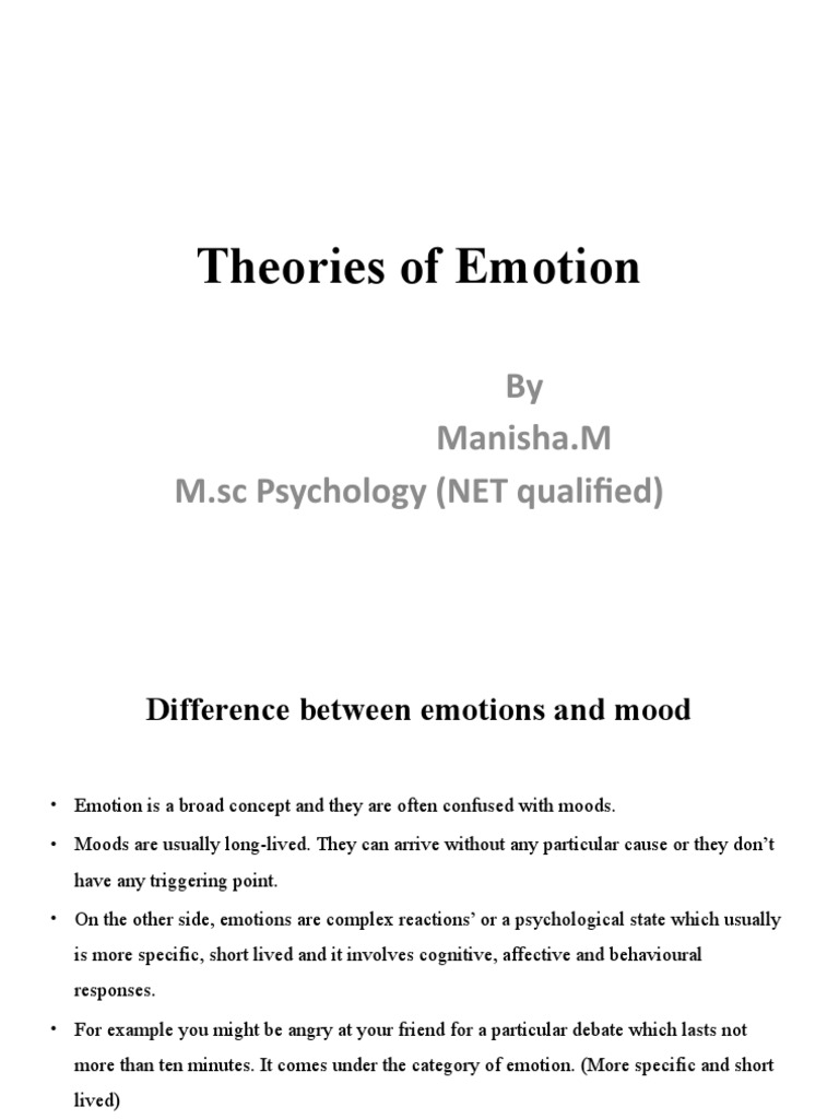 Overview of Theories of Emotion | PDF | Emotions | Cognitive Science