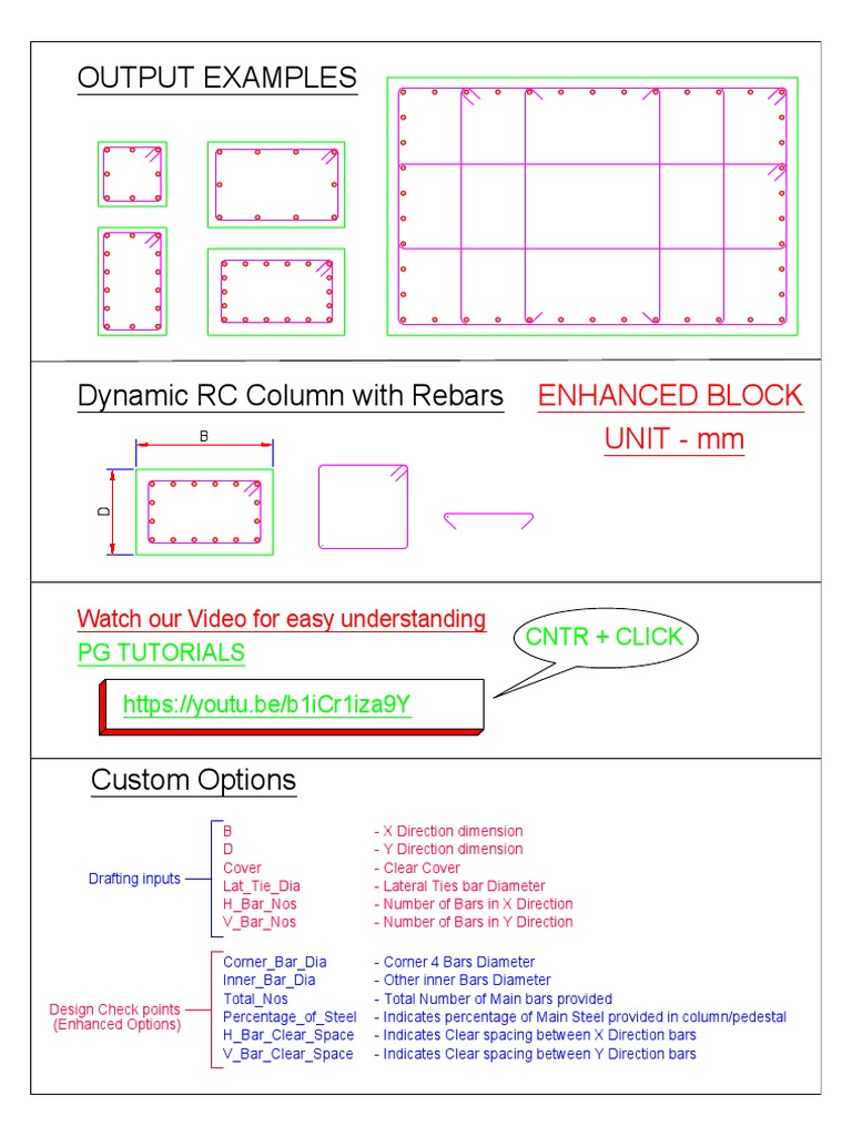 Automated Column RC Dynamic Block - AutoCAD - MM - ENHANCED | PDF