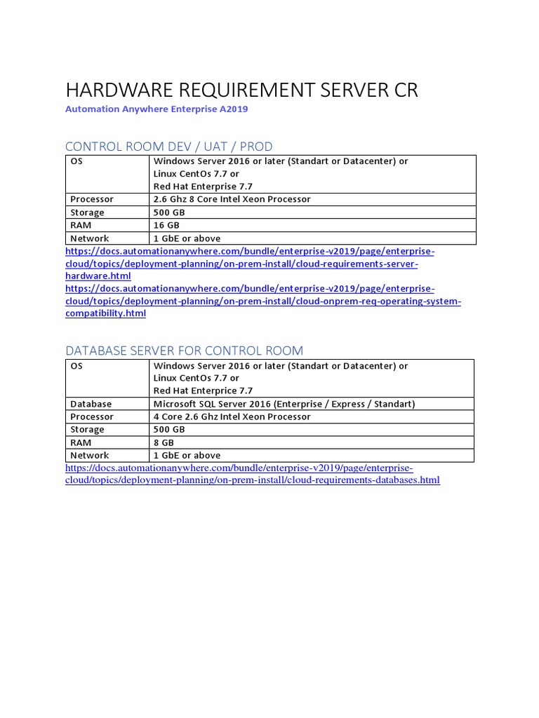 Automation Anywhere Hardware Requirements | PDF | Virtual Machine ...