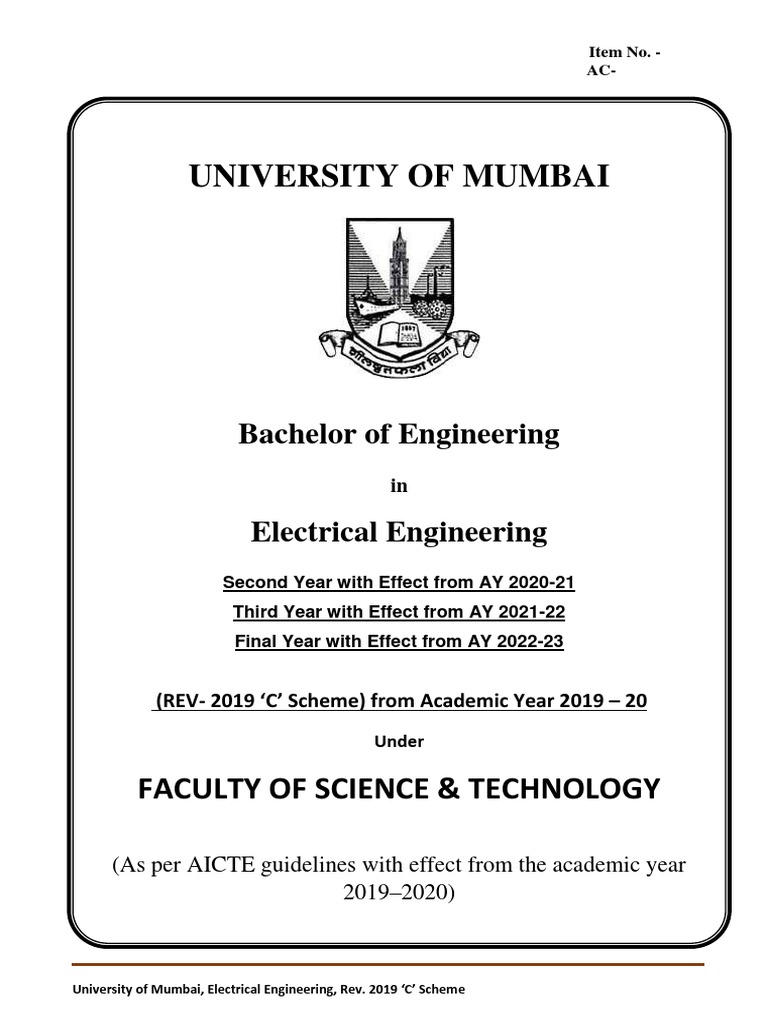 Electrical Engineering Syllabus Sem V Mumbai University | PDF | Control ...