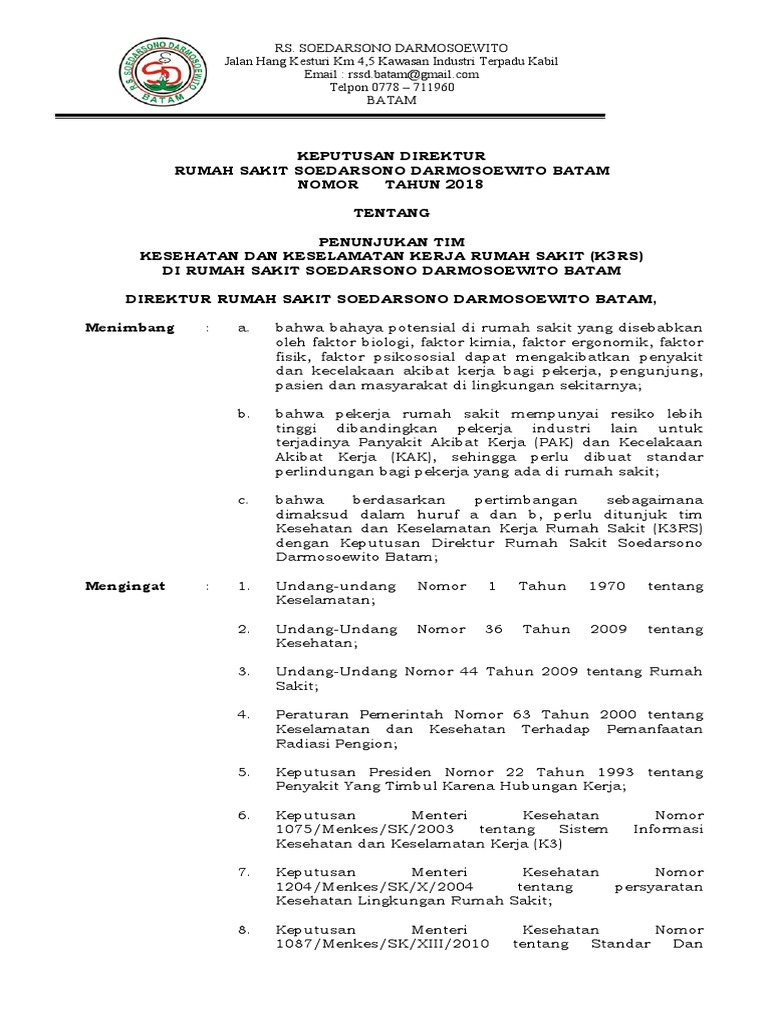 SK Penunjukkan Tim K3RS | PDF